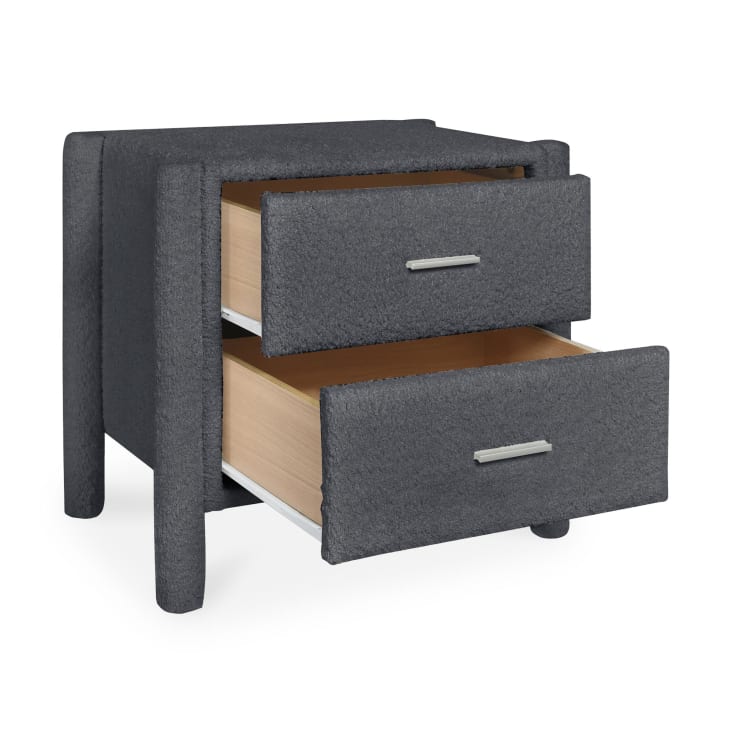 Table de chevet 2 tiroirs effet peau de mouton gris foncé Vokia ...