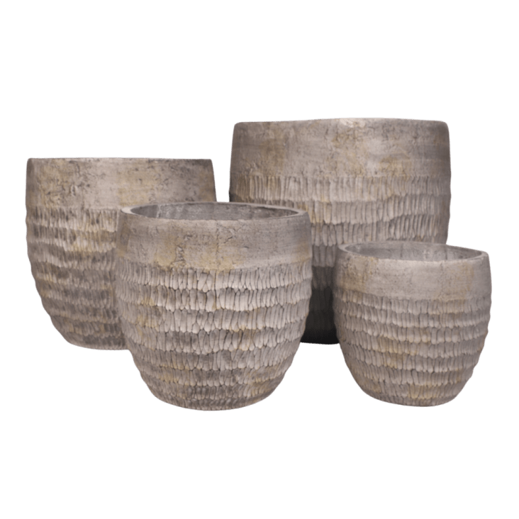 4 Cache pots grandes tailles plante extérieur béton gris 26 33 42 51cm ...