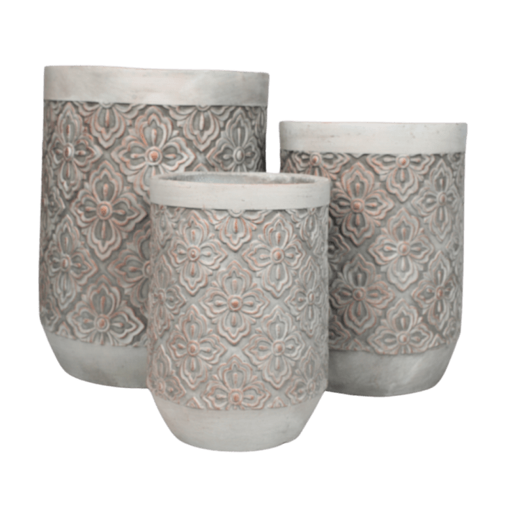 3 Cache pots grandes tailles plante extérieur béton gris 34 41 49 cm ...