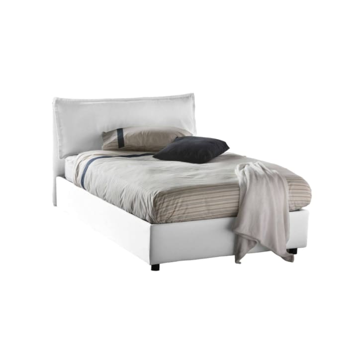 Cama tamaño queen en tela blanca 120x190 cm Attinia | Maisons du Monde