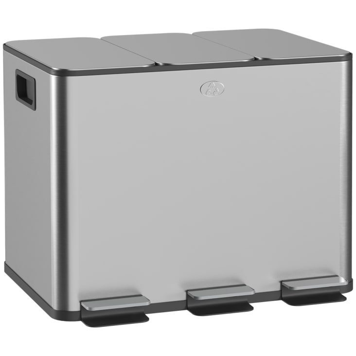 Bidone immondizia a 3 sezioni da 20l in acciaio e pp 61.9x36.6x56.7 cm ...