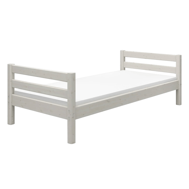 Lit simple pin solide blanc 90x200cm Classic | Maisons du Monde