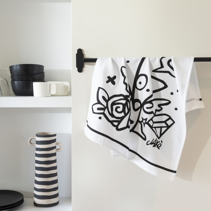 Torchon de cuisine coton imprimé blanc 50 x 70 cm Jake24 | Maisons du Monde