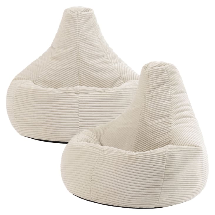 Set de 2 pufs reclinable en respaldo alto y pana beige Dalton | Maisons ...