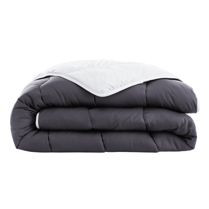 Couette tempérée 220 x 240 cm bicolore blanc à rayures et gris Rayure ...