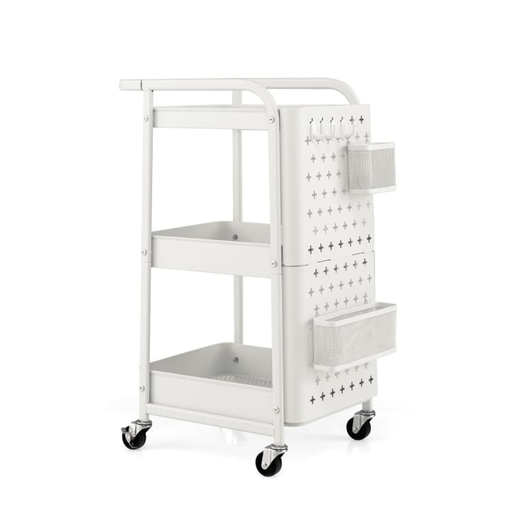 Rollwagen aus Kohlenstoffstahl 52x33x75cm, Weiß | Maisons du Monde