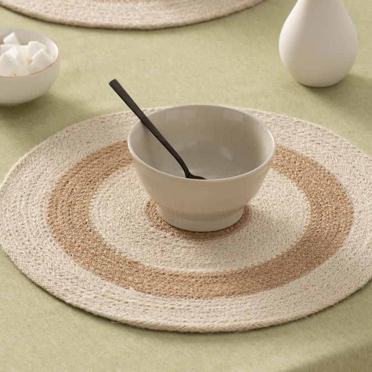 Lot 2 sets de table en jute ronde 38x38 cm Lumira | Maisons du Monde