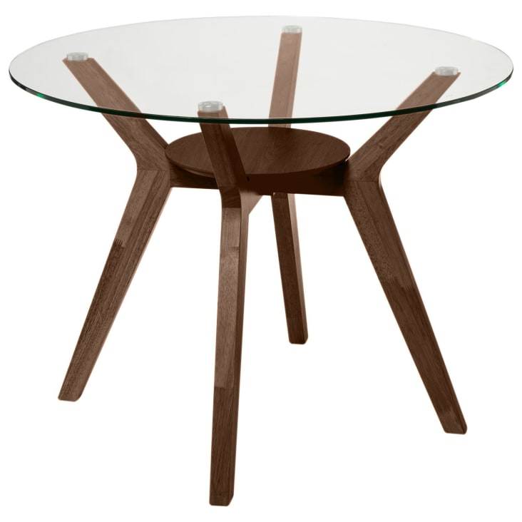 Esstisch rund Nussbaum mit Glasplatte, 100 cm Laos | Maisons du Monde