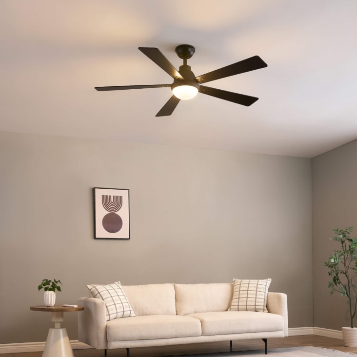 Ventilateur de plafond en verre Noir 132 cm Cosmo | Maisons du Monde