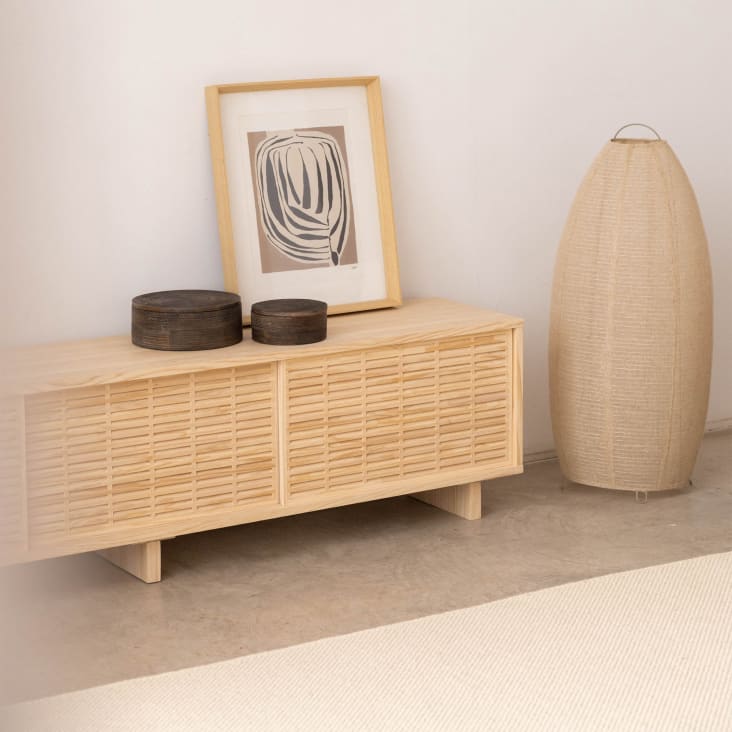 Mueble tv en madera de pino natural 180 cm barnizado Mitjana | Maisons ...