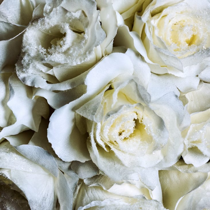 Tallo de rosa artificial nevada abierta blanca h28 Noel | Maisons du Monde
