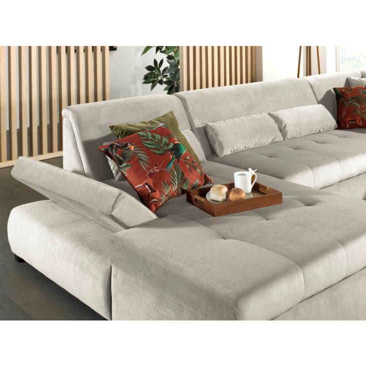 Canapé panoramique 7 places Angle droit en Velours Beige Vermont ...