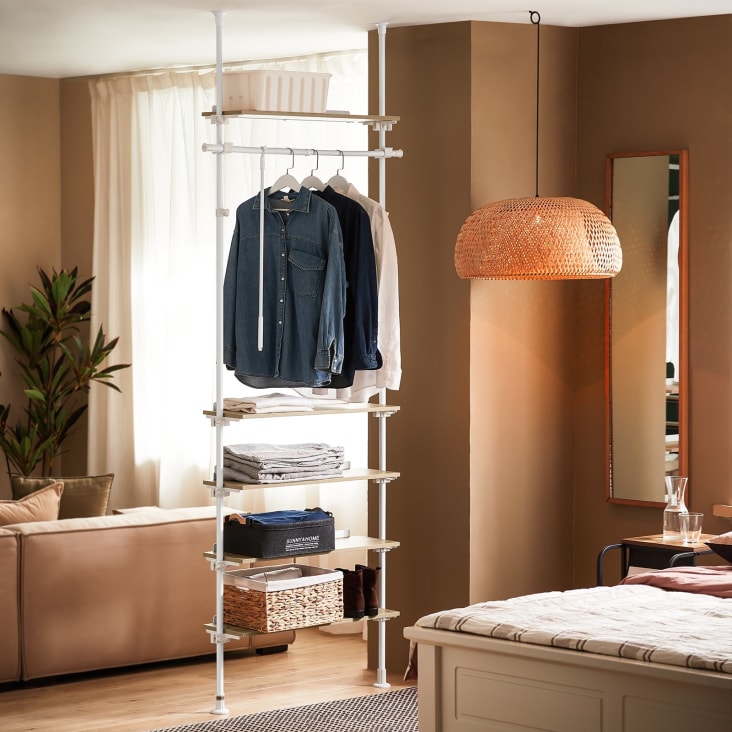 Teleskopstange Kleiderständer Teleskop aus PB(E1) Weiß & Natur | Maisons du Monde