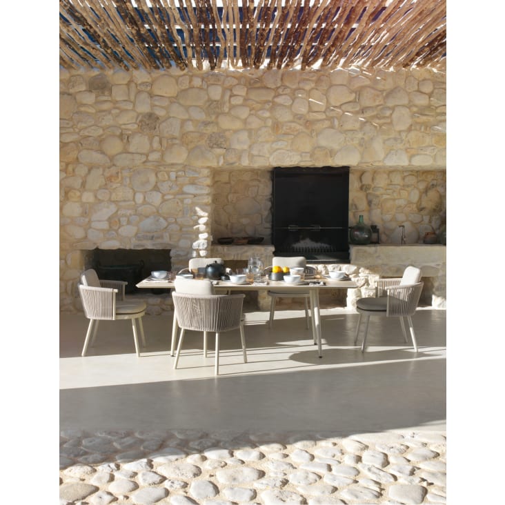 Mesa rectangular aluminio con tapa cerámica travertino Sabbia | Maisons ...