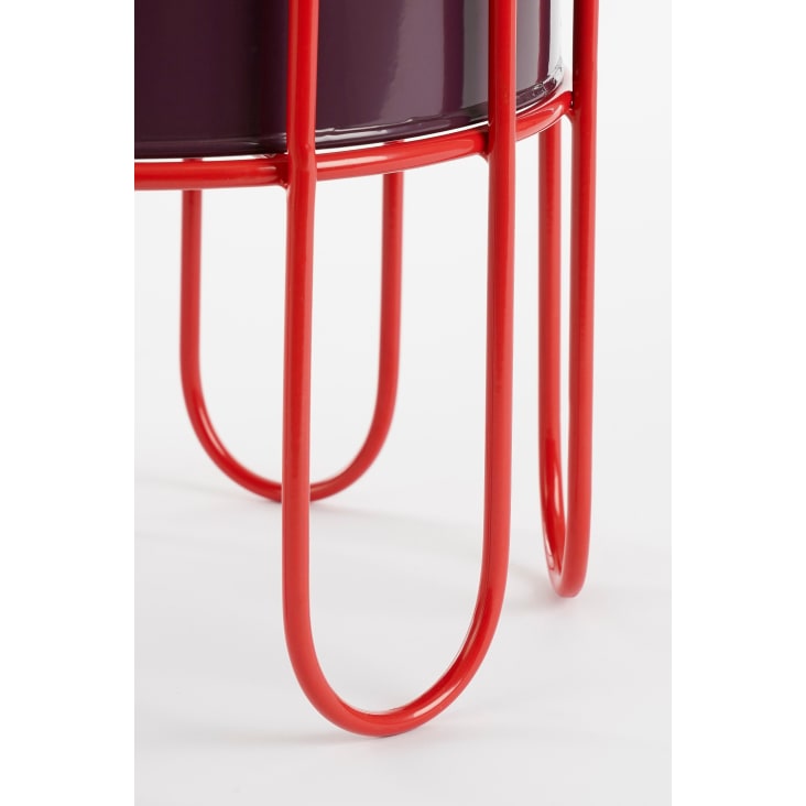 Lot de 2 cache-pots sur pied en métal rouge foncé et rouge clair H35 ...