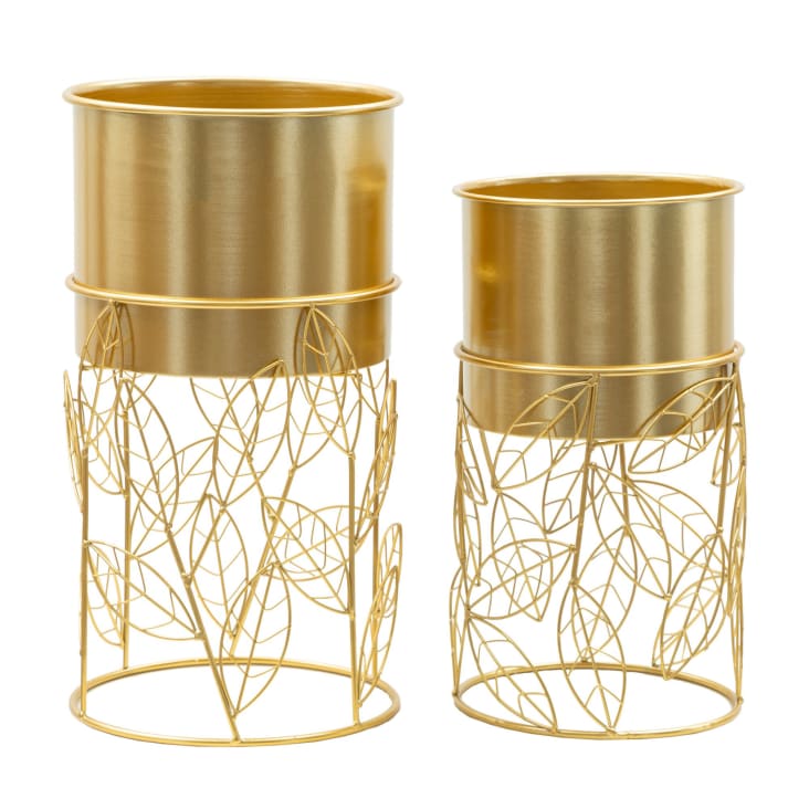 Lot de 2 porte-pots en métal doré Ø 23x43-20x36 cm Livi | Maisons du Monde