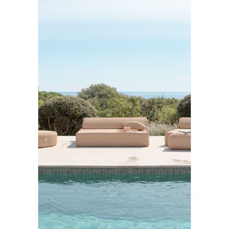 Lit bain de soleil extérieur en mousse 2 places effet raphia | Maisons ...