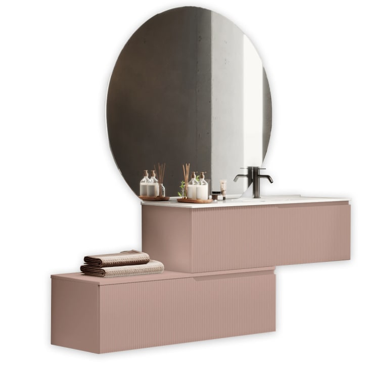 Composition baignoire droite 4 pièces en MDF rose poudré Venere ...