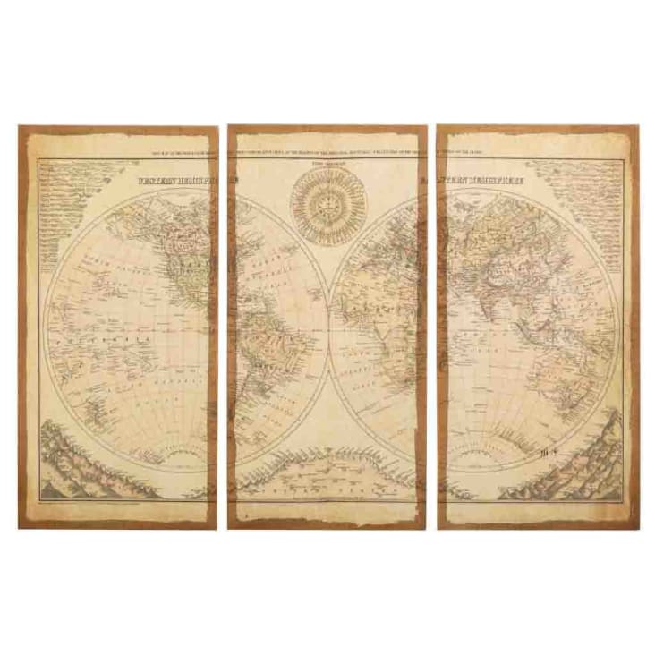 3er-Set Bilder aus bedrucktem Sackstoff, 120 x 80 x 3 cm, multicolor | Maisons du Monde