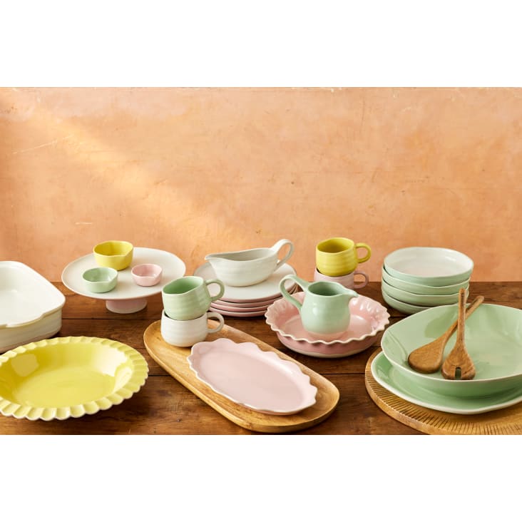 Présentoir à gâteaux rond en grès rose et blanc | Maisons du Monde