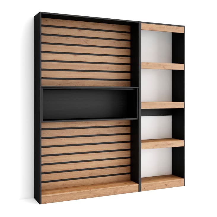 Librería efecto madera roble y negro 170x25x186cm Cozy | Maisons du Monde