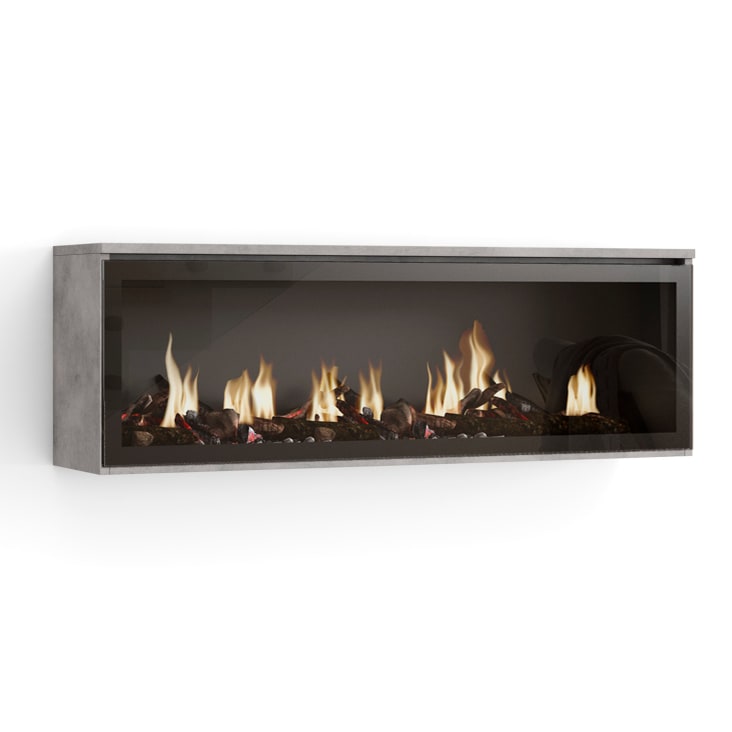 Cheminée électrique LED effet bois ciment 107x25x38cm effet feu XXL ...