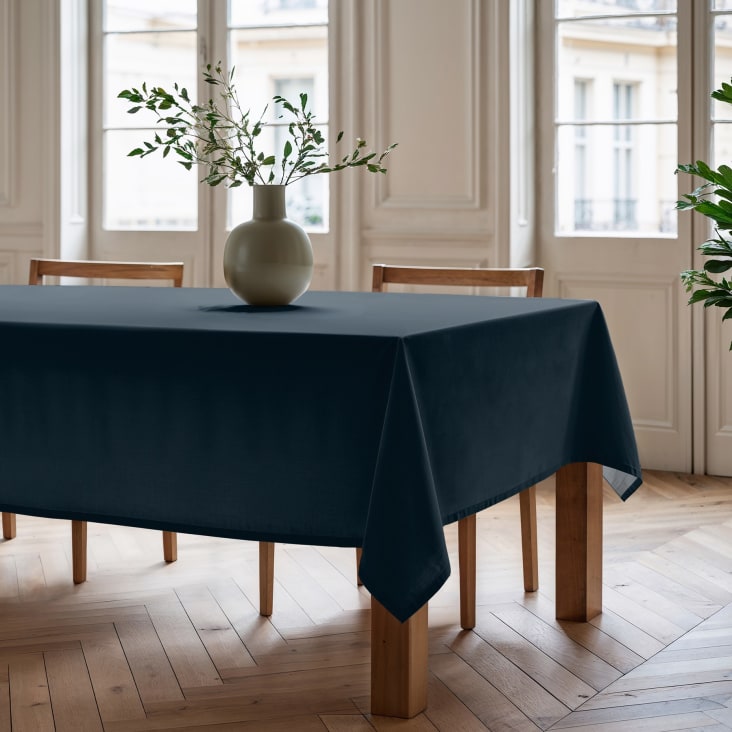 Mantel estampado antimanchas azul 155x200 cm Zen marino | Maisons du Monde