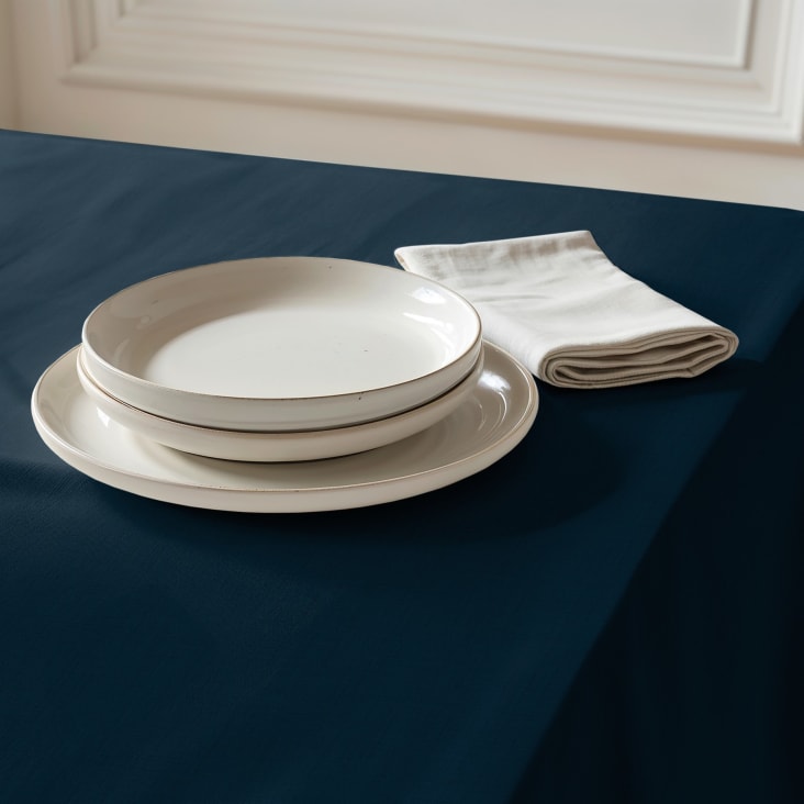 Mantel estampado antimanchas azul 155x200 cm Zen marino | Maisons du Monde