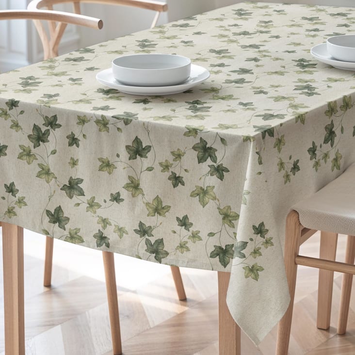 Mantel estampado antimanchas verde 155x155 cm Iri verde | Maisons du Monde