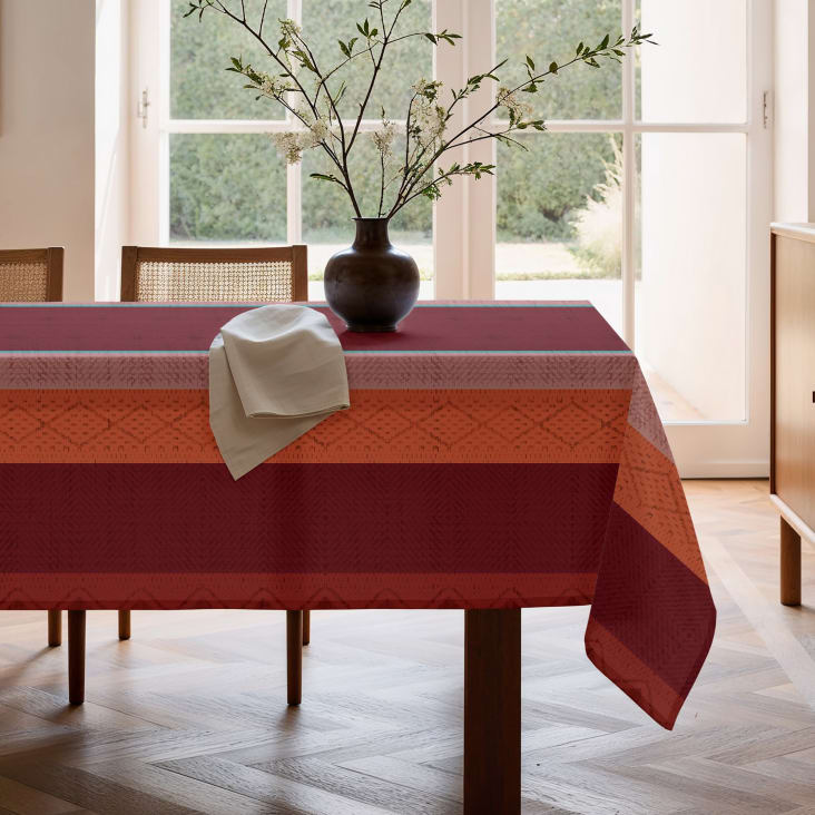 Mantel estampado antimanchas granate 155x300 cm Valdiviana grana ...