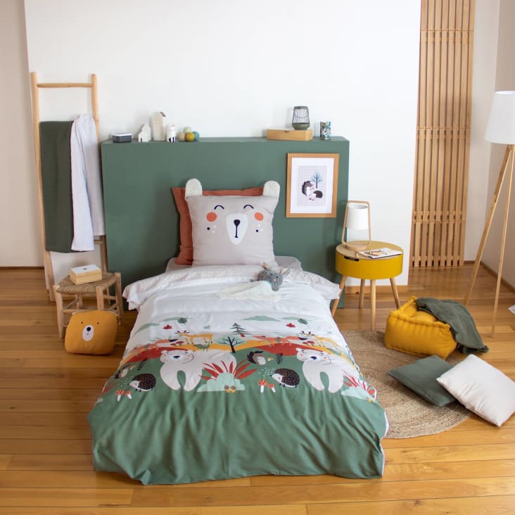 Parure de lit réversible 1 place forêt d'automne 140 x 200 cm Robin ...