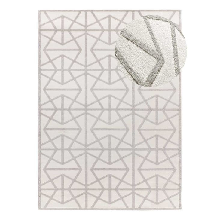 Tapis à relief blanc/gris 160x230 cm Flora | Maisons du Monde