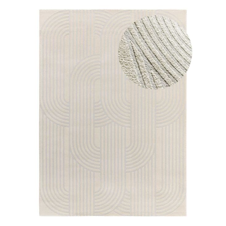 Tapis style zen à poils courts avec relief en tons clairs, 133x190 cm ...