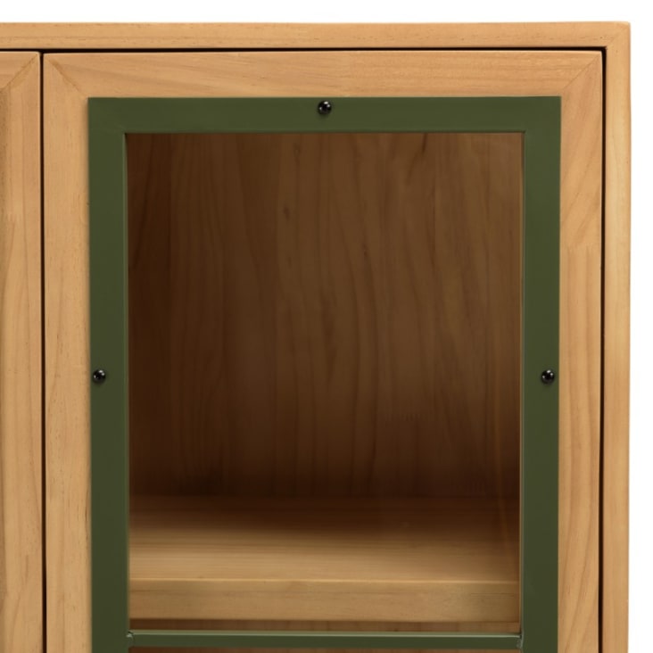 Vaisselier 2 portes vitrées encadrement vert pin Helena | Maisons du Monde