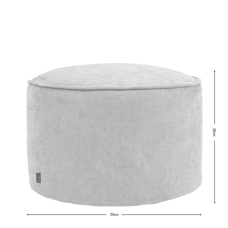 Repose-pieds pouf rond en tissu chenille texturé beige Milano | Maisons ...
