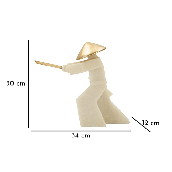 Samurai en résine beige et doré 34x12x30 cm Quarzy | Maisons du Monde