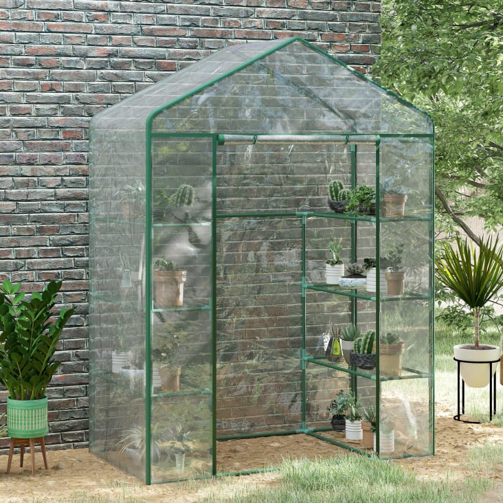 Serre de jardin étagères 4 niveaux acier transparent Outsunny | Maisons ...