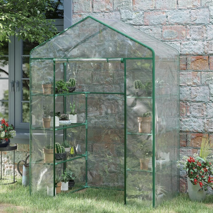 Serre de jardin étagères 4 niveaux acier transparent Outsunny | Maisons ...