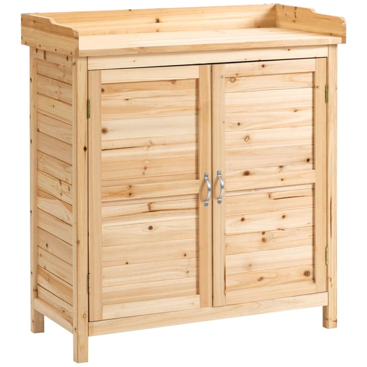 Armoire de jardin double porte en bois massif sapin pré-huilé naturel ...