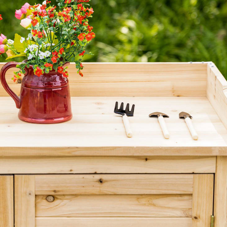Armoire de jardin double porte en bois massif sapin pré-huilé naturel ...