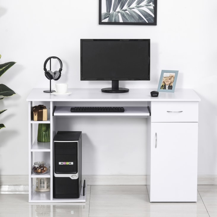 Bureau informatique multi-rangements mdf blanc Homcom | Maisons du Monde