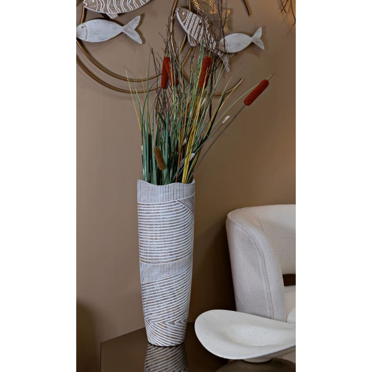 Vase en résine blanche ø 19x55 cm Woody | Maisons du Monde