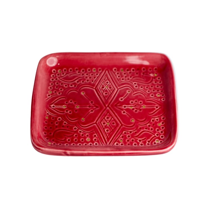 Plateau en céramique rouge Empreinte | Maisons du Monde