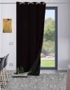 Voilage aspect lin bourdon noir écru 140x295cm | Maisons du Monde