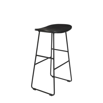 2er-Set Barhocker aus Mangoholz und Stahl, Fußstütze, 65 cm , Jaya | Maisons du Monde