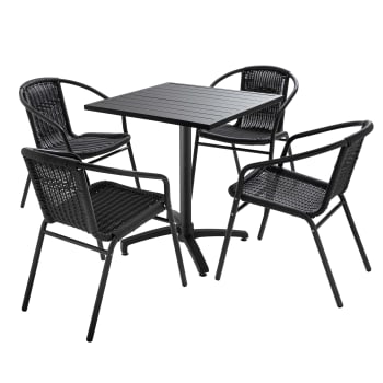 Balcon terrasse table pliante 70x70 + 2 fauteuils Java light | Maisons ...