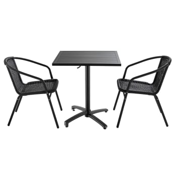 Balcon terrasse table pliante 70x70 + 2 fauteuils Java light | Maisons ...