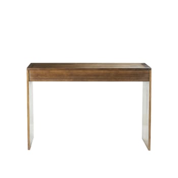 Consola de madera maciza en tono natural de 120x80cm Telva | Maisons du ...