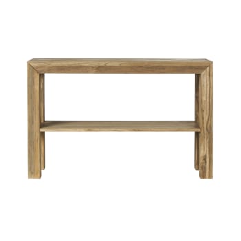 Console rect. PM double plateau effet béton foncé et acacia Hans ...