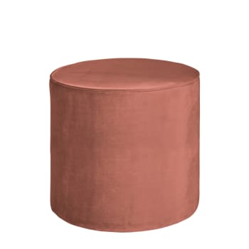 Runder Puff aus braunem Leder ASHER | Maisons du Monde
